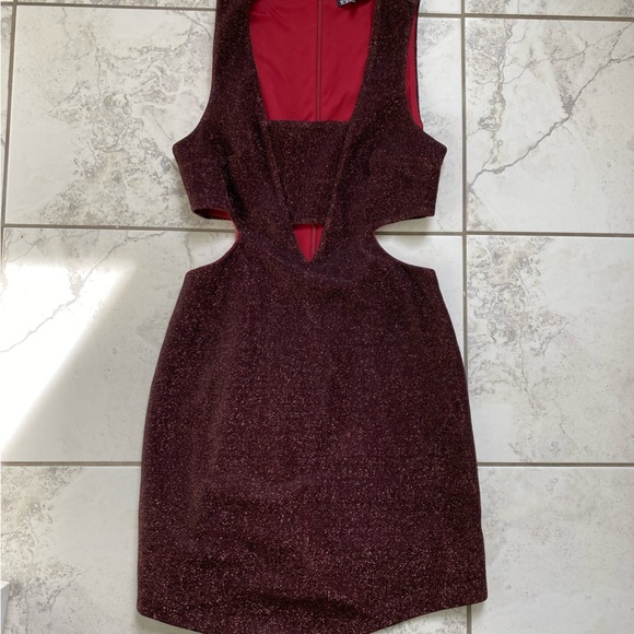 Express | Dresses | Express Sparkly Cutout Red Dress | Poshmark